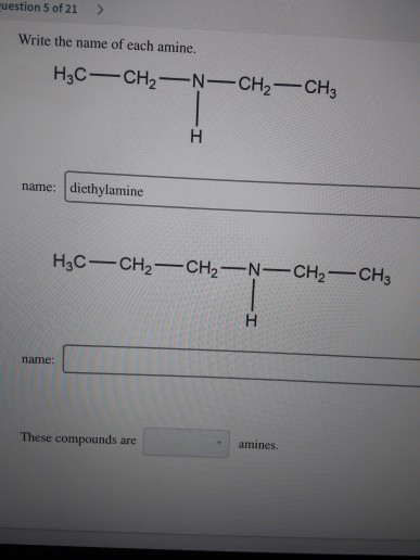 Solved estion 5 of 21 > Write the name of each amine. | Chegg.com