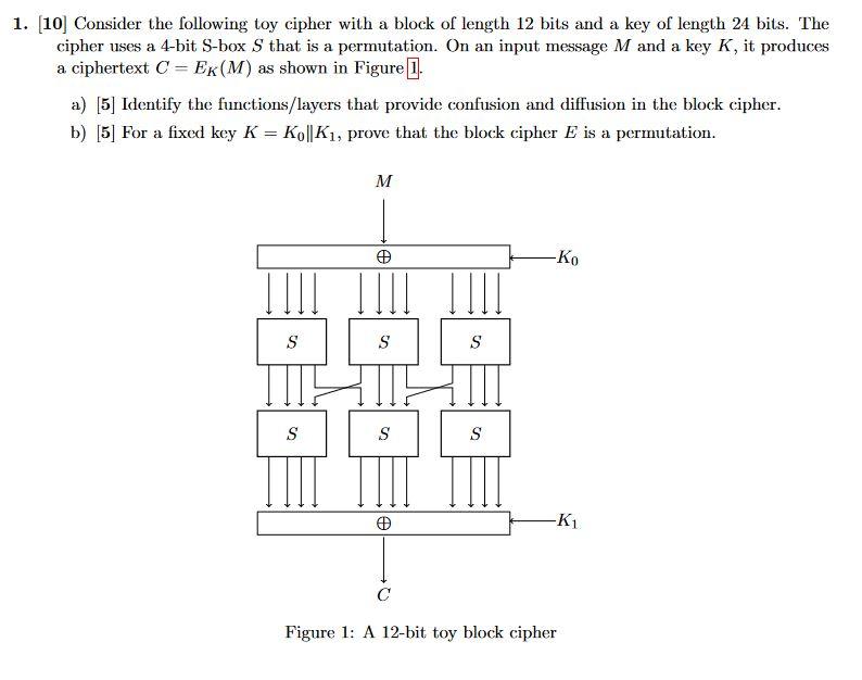 Solved [10] Consider the following toy cipher with a block | Chegg.com