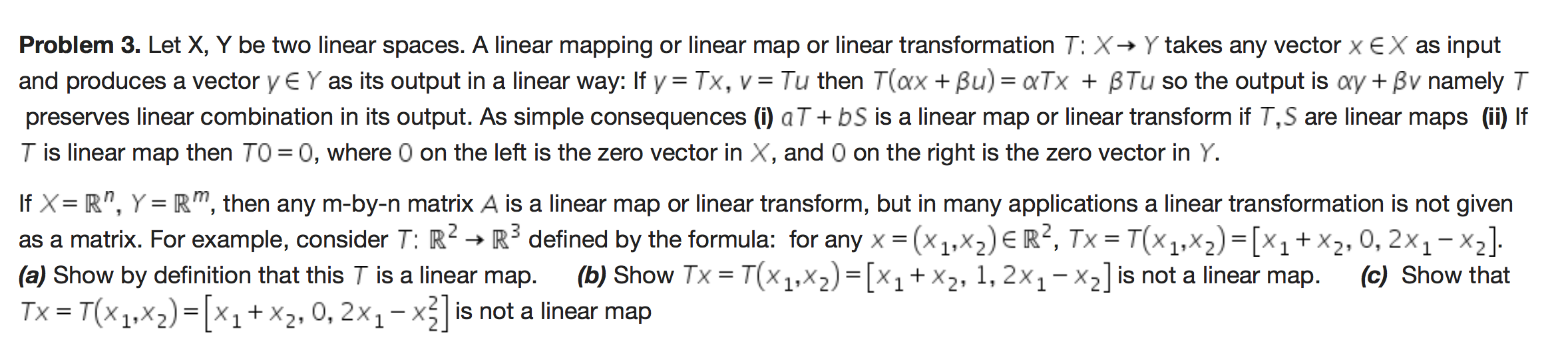 Solved Problem 3. Let X, Y be two linear spaces. A linear | Chegg.com