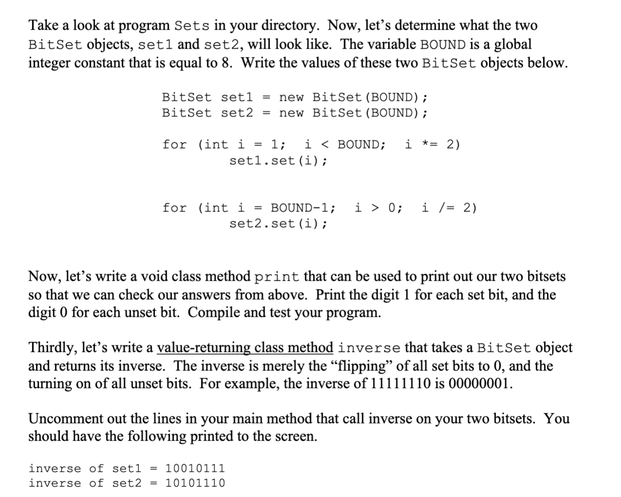 Solved Take a look at program Sets in your directory. Now, | Chegg.com