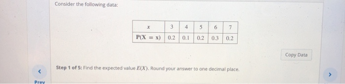 Solved Consider the following data: 3 4 5 6 7 X P(X=x) 0.2 | Chegg.com Solved Consider the following data: 3 4 5 6 7 X P(X=x) 0.2 | Chegg.com