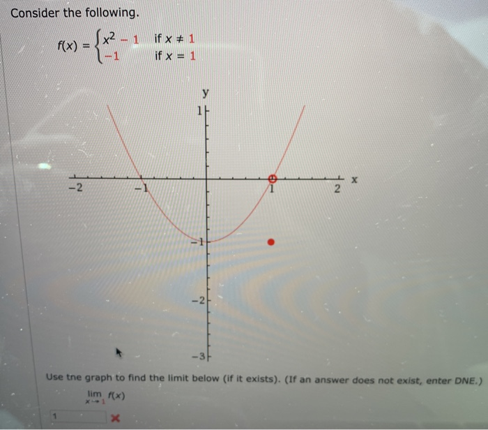 Solved Consider the following. -f x2-1 if x 1 f(x) if x = 1 | Chegg.com