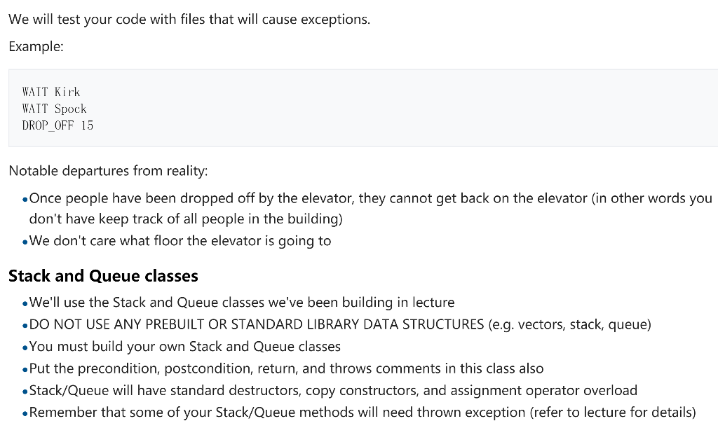 Solved Program Overview Elevator Action! You are being | Chegg.com
