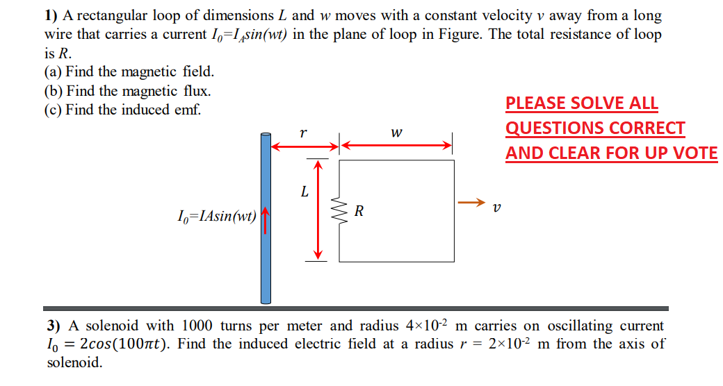 Solved 1 A Rectangular Loop Of Dimensions L And W Moves