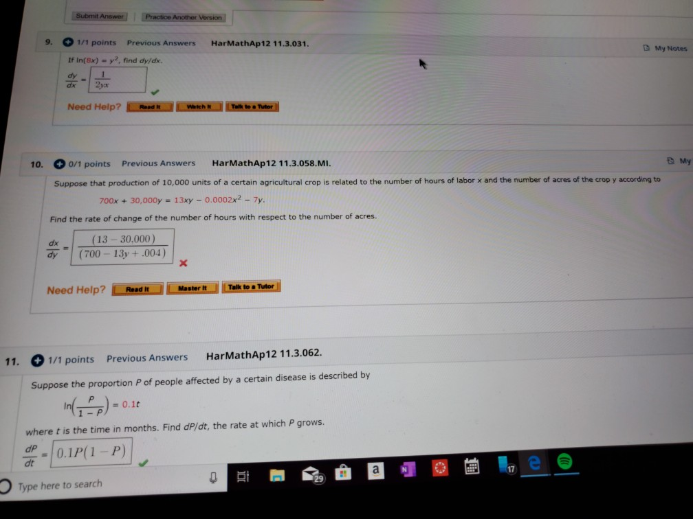Solved Submit Answer ! Practice Another Version HarMathAp 12 | Chegg.com
