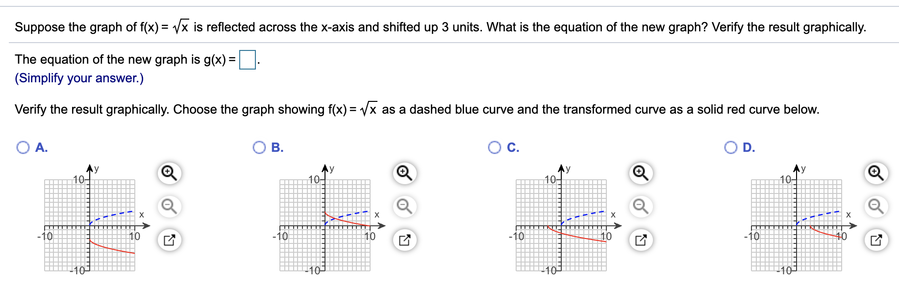 Solved Suppose the graph of f(x) = Vx is reflected across | Chegg.com