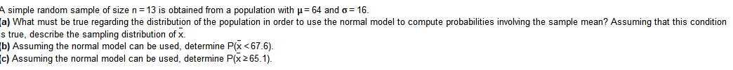 Solved simple random sample of size n=13 is obtained from a | Chegg.com