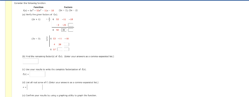 Solved Consider the following function, Function Factors | Chegg.com
