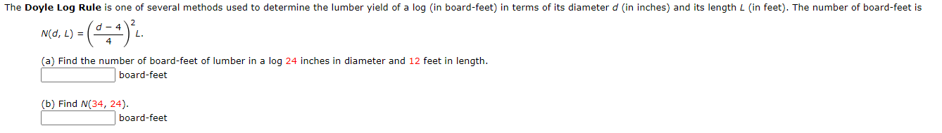 Solved The Doyle Log Rule is one of several methods used to | Chegg.com