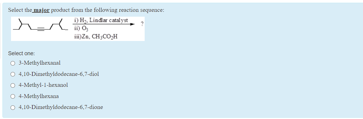 Solved Select the major product from the following reaction | Chegg.com