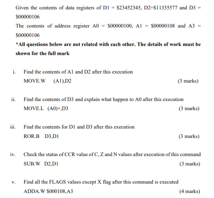 Solved c) The content of the table initially is given in | Chegg.com