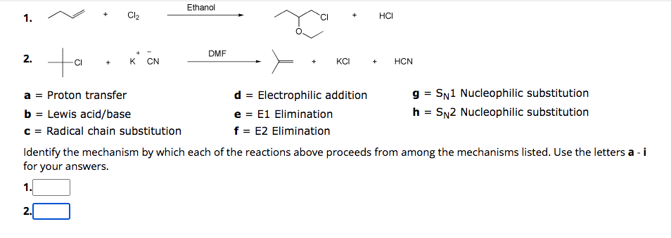 Solved 1. +HCl a= Proton transfer d= Electrophilic addition | Chegg.com