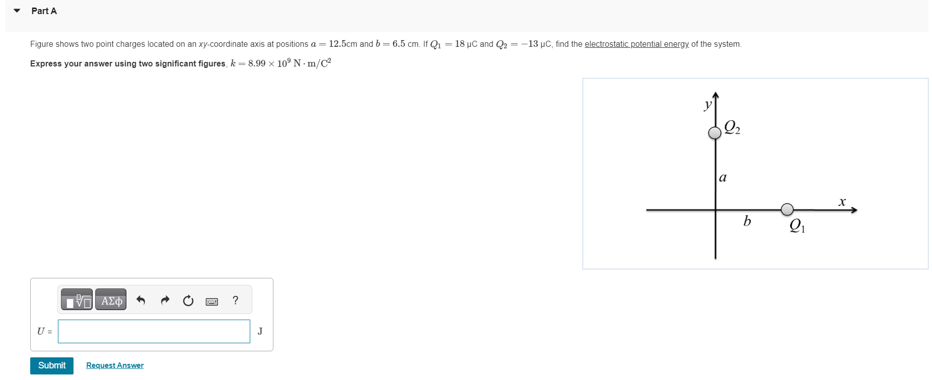 Solved Figure shows two point charges located on an | Chegg.com
