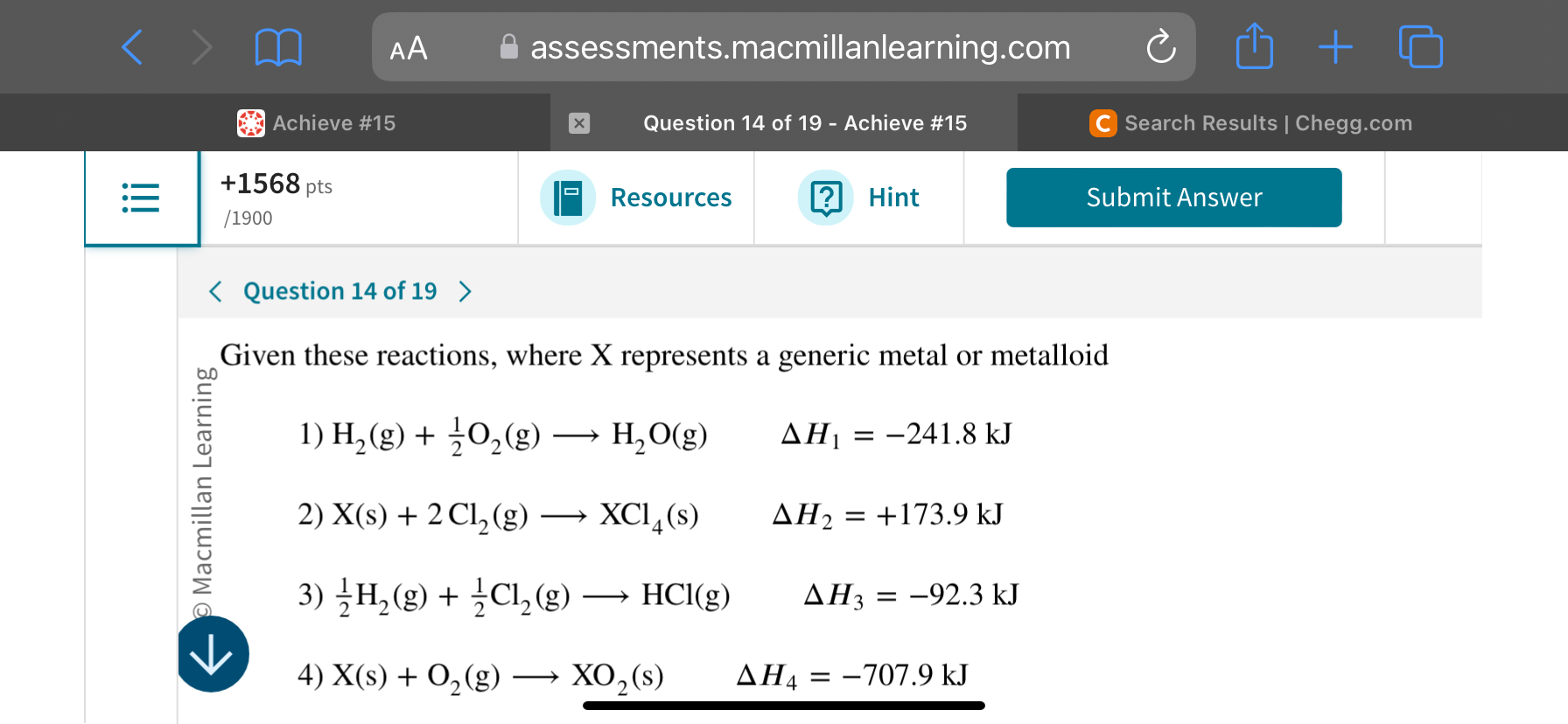 Solved Given these reactions, where X ﻿represents a generic | Chegg.com