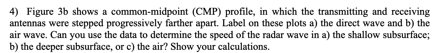 4) Figure 3b shows a common-midpoint (CMP) profile, | Chegg.com
