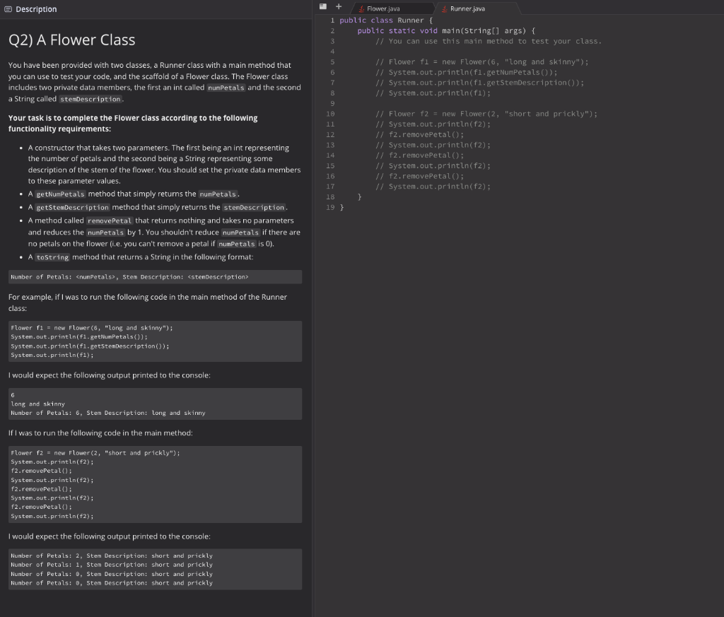 Solved ⊟ Description I would expect the following output | Chegg.com