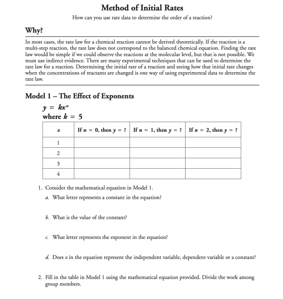 Solved Method of Initial Rates How can you use rate data to | Chegg.com
