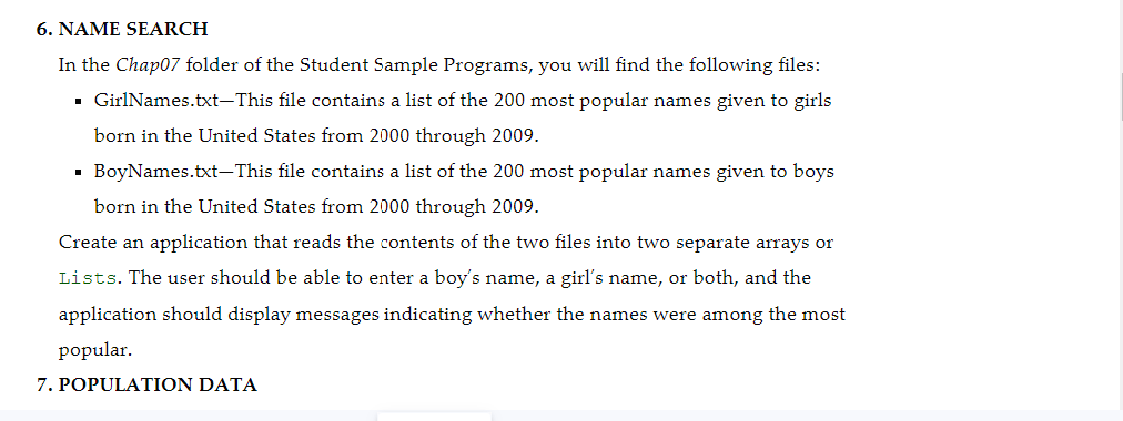 Solved 6. NAME SEARCH In the Chap07 folder of the Student | Chegg.com