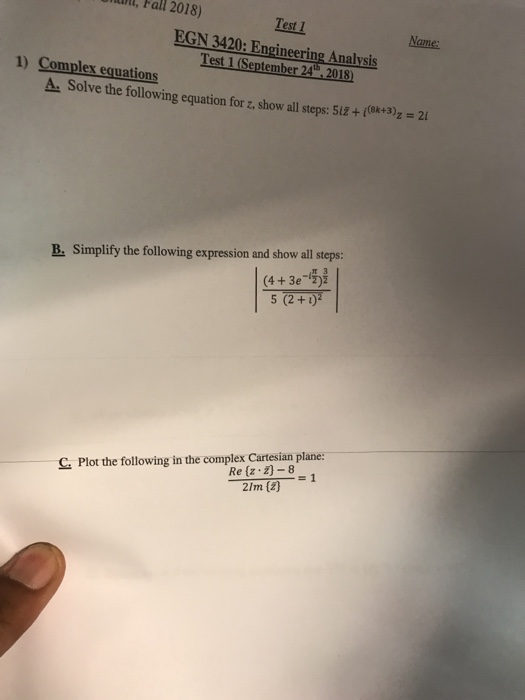 Solved , Fall 2018) Test 1 EGN 3420: Engineering Analysis | Chegg.com