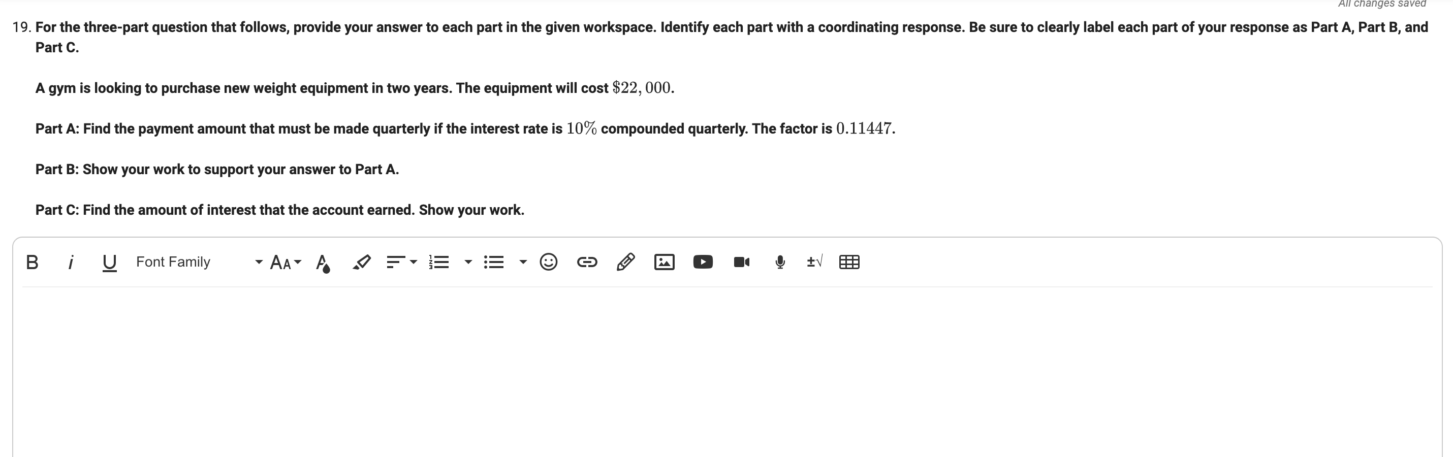 Solved All changes saved 19. For the three-part question | Chegg.com