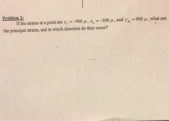 Solved If the strains at a point are epsilon_x = -900 mu, | Chegg.com