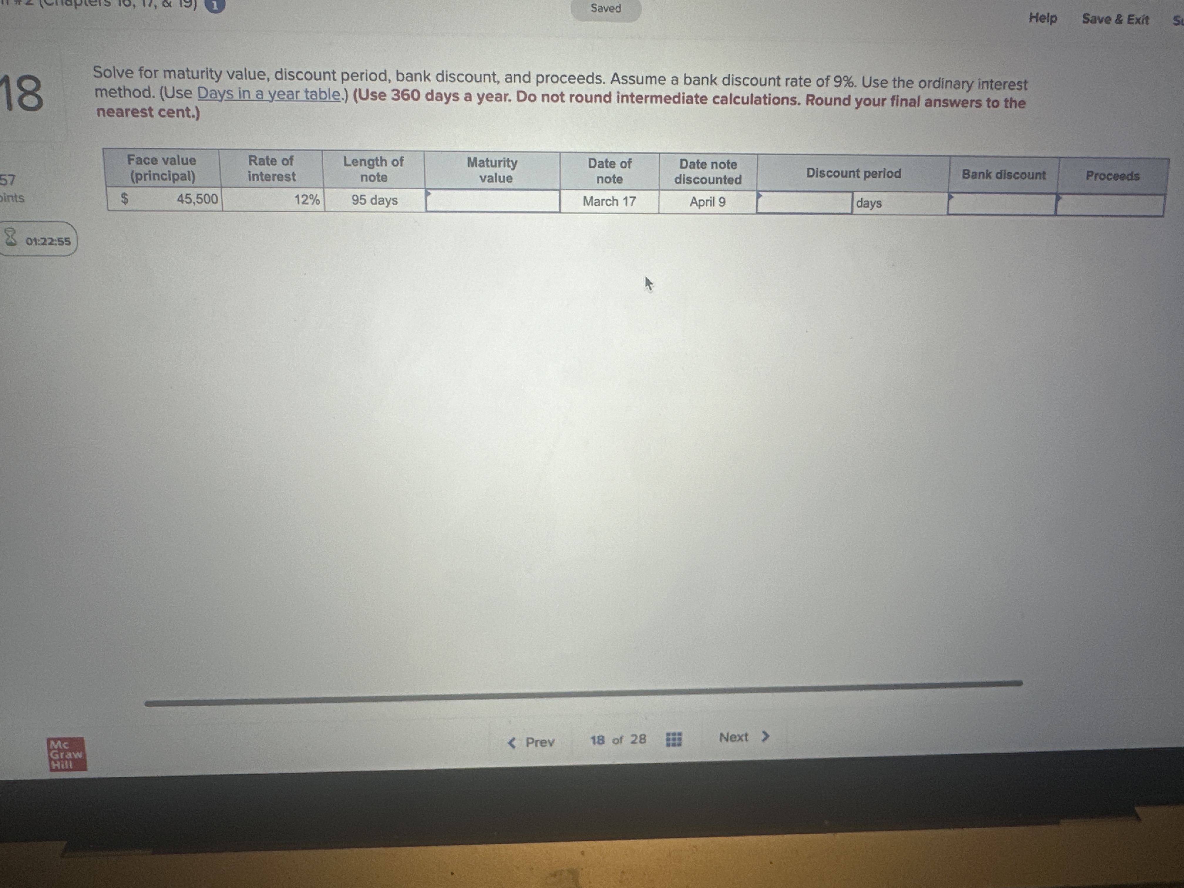 Solved Solve for maturity value, discount period, bank | Chegg.com