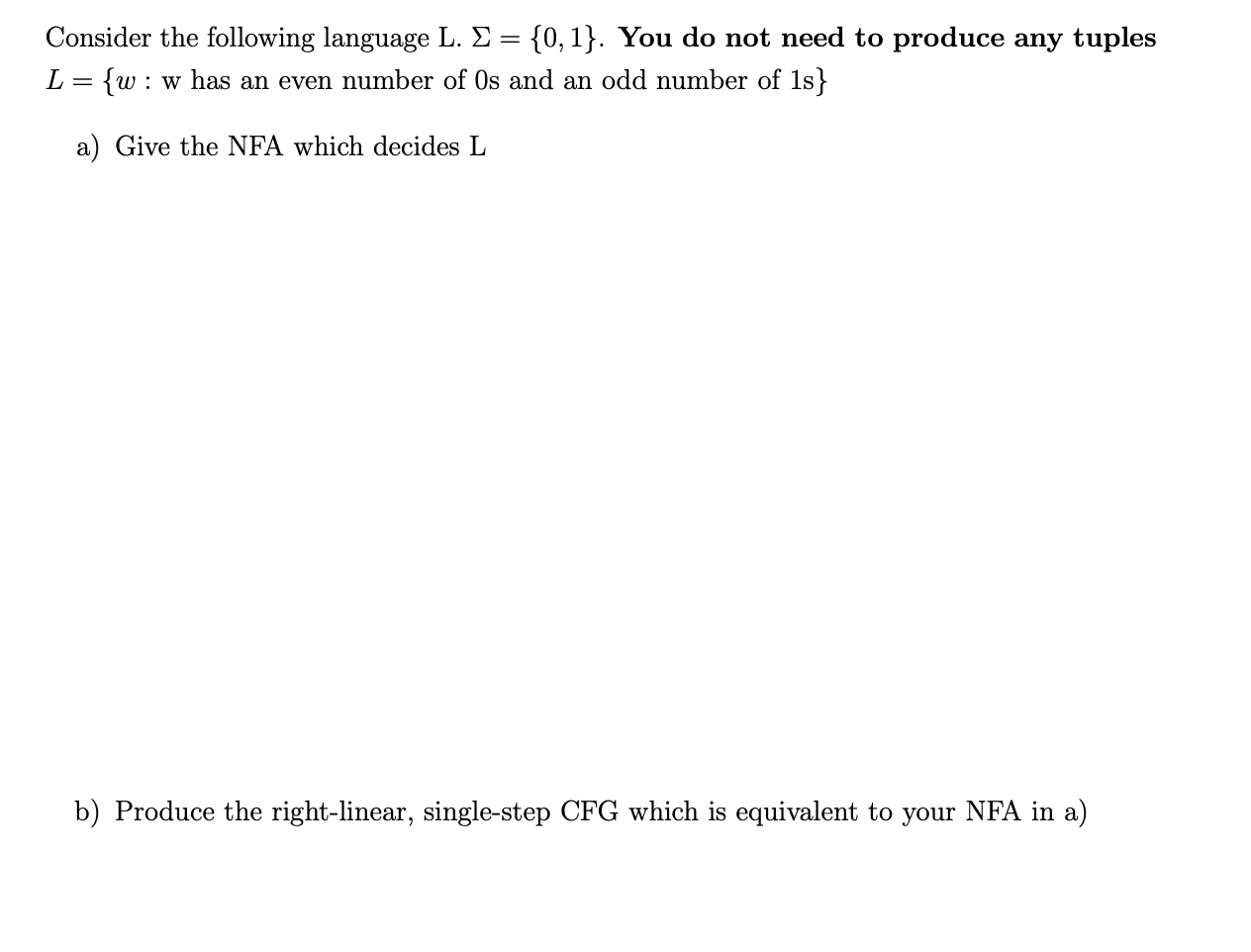 Solved Consider the following language L. Σ={0,1}. You do | Chegg.com