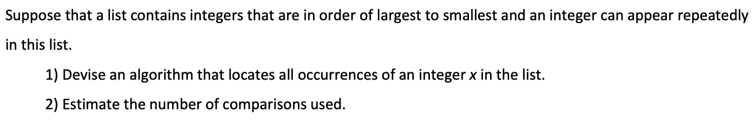 Solved Suppose that a list contains integers that are in | Chegg.com