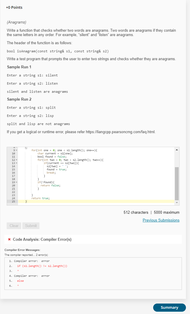 Solved 0 Points Anagrams Write A Function That Checks