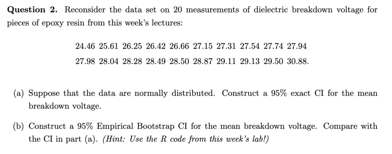 Solved Question 2. Reconsider the data set on 20 | Chegg.com
