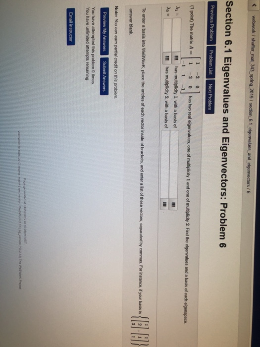 Solved Section 6.1 Eigenvalues and Eigenvectors: Problem 6 1 | Chegg.com