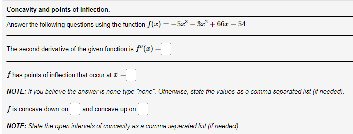 Solved Concavity and points of inflection. Answer the | Chegg.com