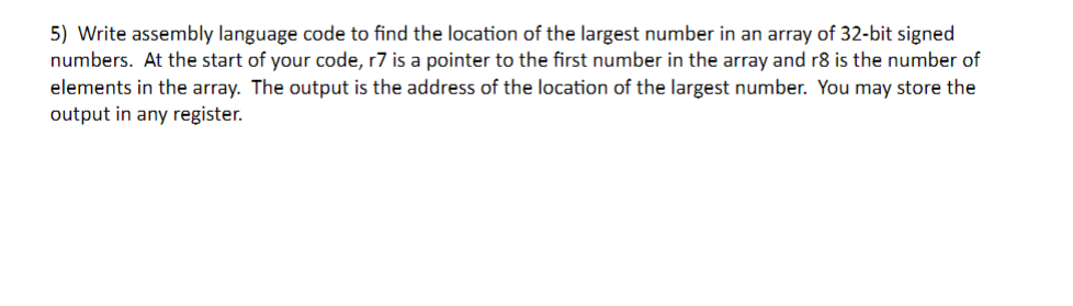 Solved 5) Write assembly language code to find the location | Chegg.com