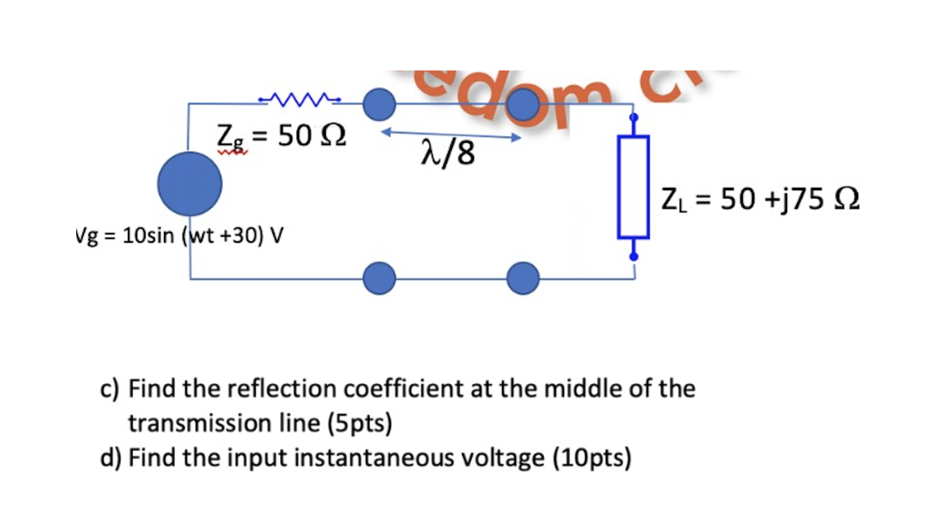Solved c) Find the reflection coefficient at the middle of | Chegg.com