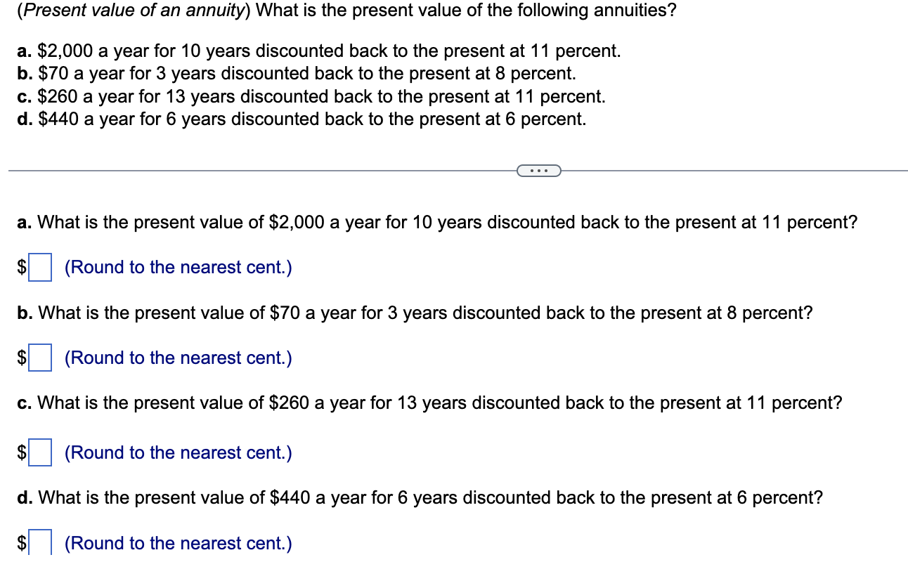 Solved (Present value of an annuity) What is the present | Chegg.com