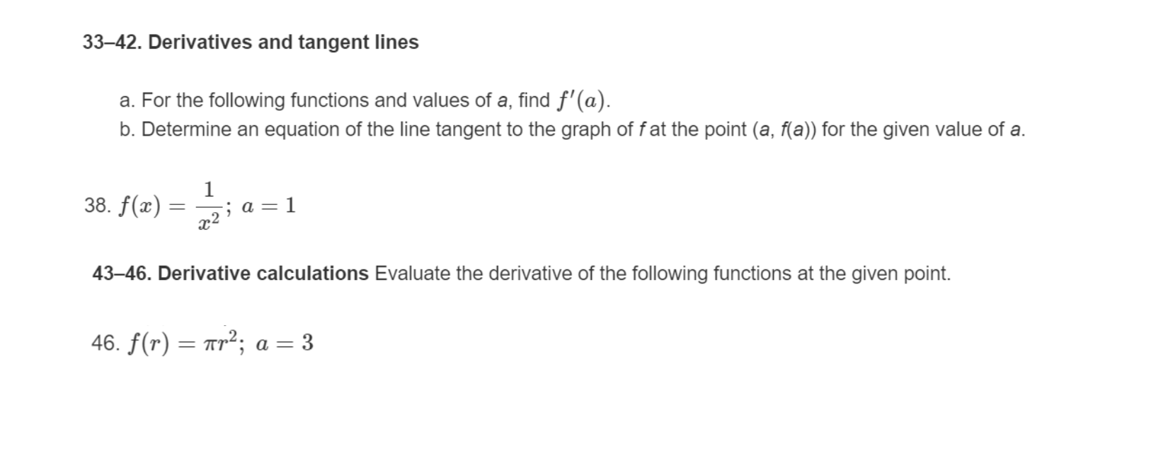 Solved 33–42. Derivatives and tangent lines a. For the | Chegg.com