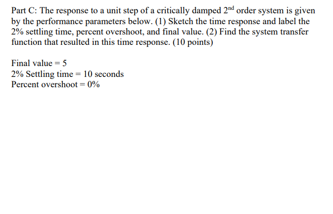 Solved Part C: The response to a unit step of a critically | Chegg.com