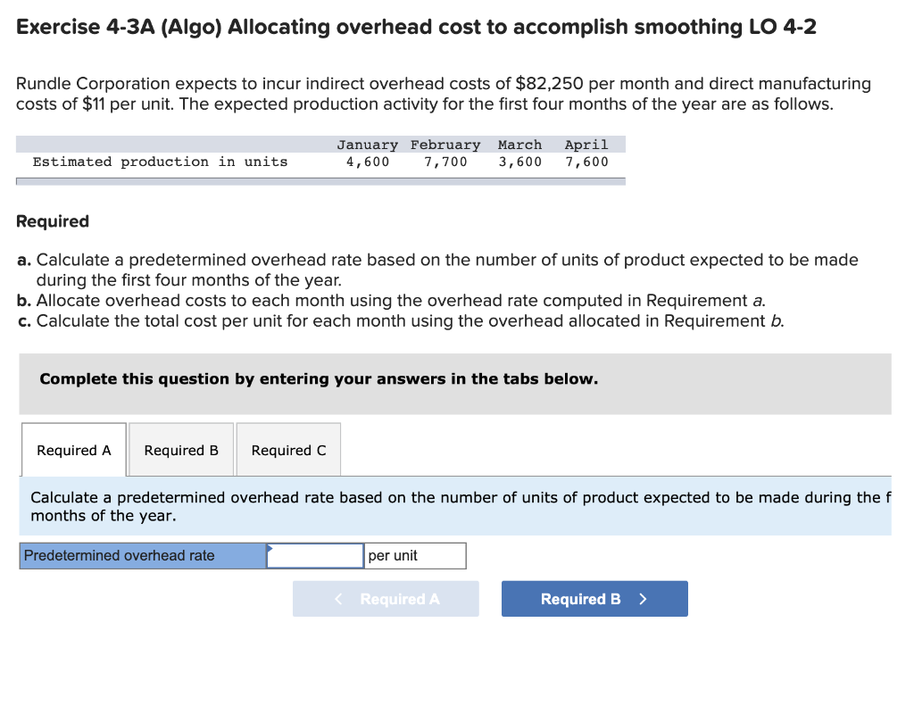 Solved Exercise 4-3A (Algo) Allocating overhead cost to | Chegg.com