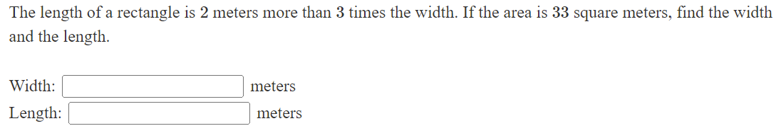 Solved The length of a rectangle is 2 meters more than 3 | Chegg.com