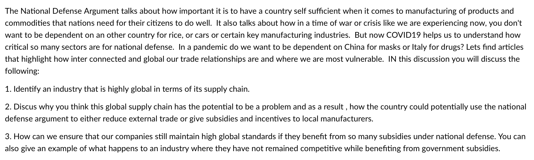 The National Defense Argument talks about how | Chegg.com