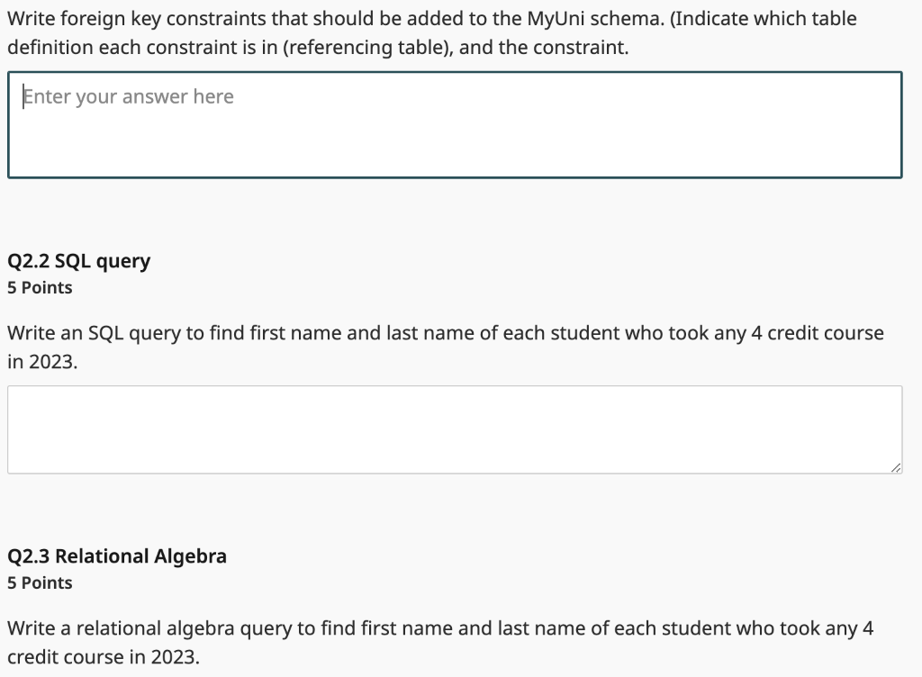 Solved Course(dept, cNum, title, credits) | Chegg.com