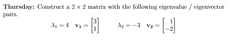 Solved Construct a 2x2 matrix with the following | Chegg.com