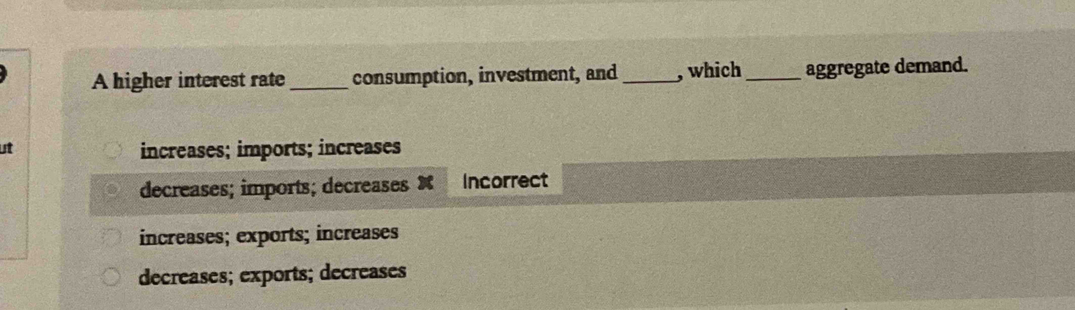 Solved A higher interest rateconsumption, investment, | Chegg.com