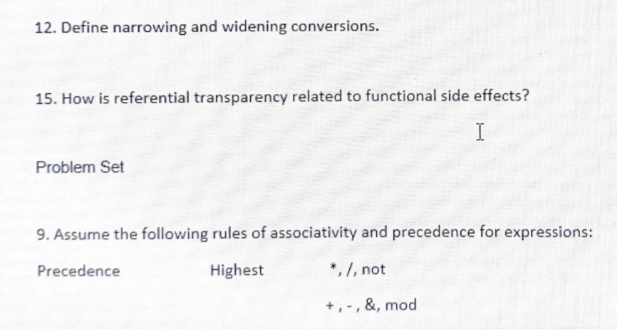 Solved 12. Define narrowing and widening conversions. 15. | Chegg.com