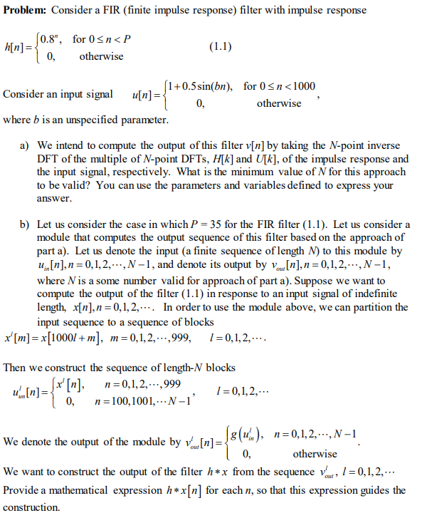 Problem: Consider a FIR (finite impulse response) | Chegg.com