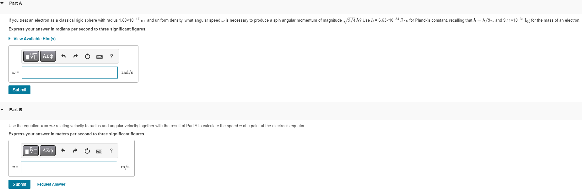 Use the equation v=rω relating velocity to radius and | Chegg.com