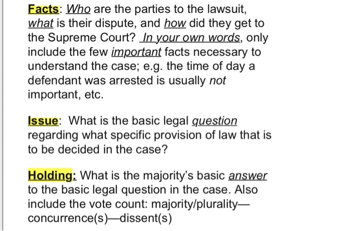 Choose a U.S Supreme Court Case below and then do a | Chegg.com