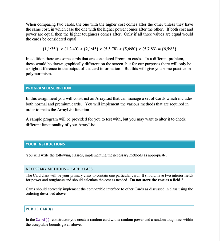 Solved CS145 – PROGRAMMING ASSIGNMENT CARD ARRAY LIST | Chegg.com
