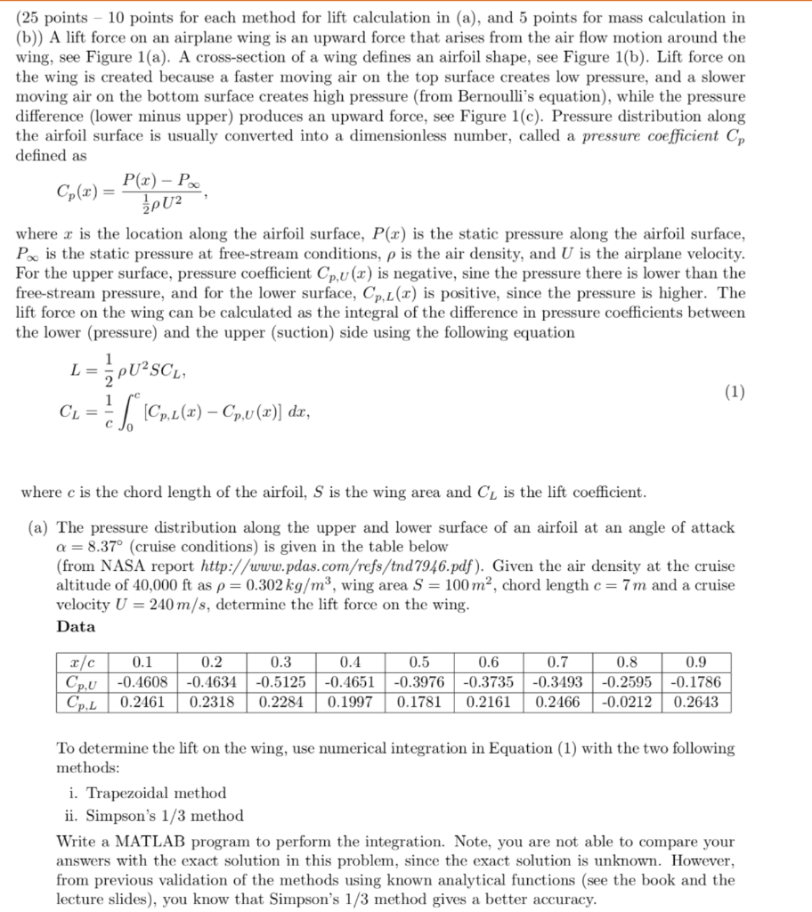 Solved (25 points 10 points for each method for lift | Chegg.com