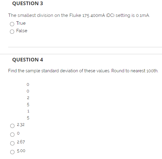 Solved QUESTION 3 The smallest division on the Fluke 175 | Chegg.com